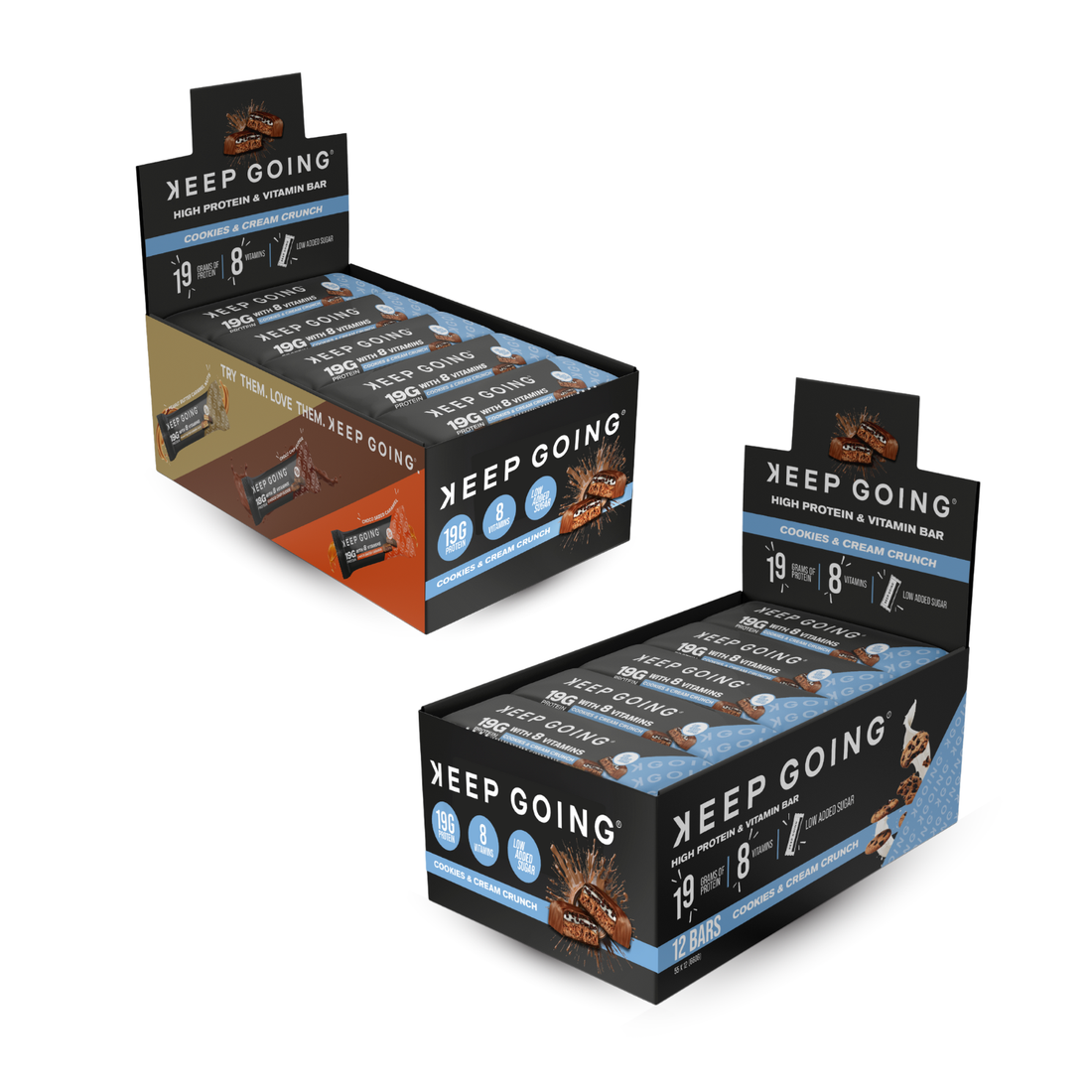 Box of Protein & Vitamin Bar Cookies & Cream Crunch 12 Bars – KEEP ...